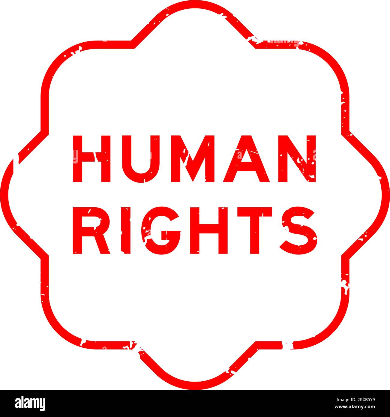 Grunge red human rights word rubber seal stamp on white background ...