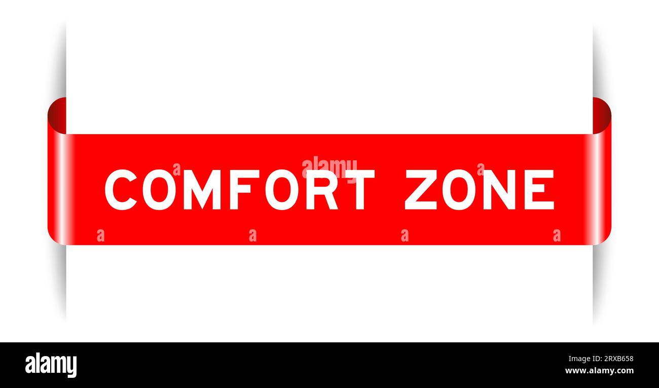 Red color inserted label banner with word comfort zone on white ...