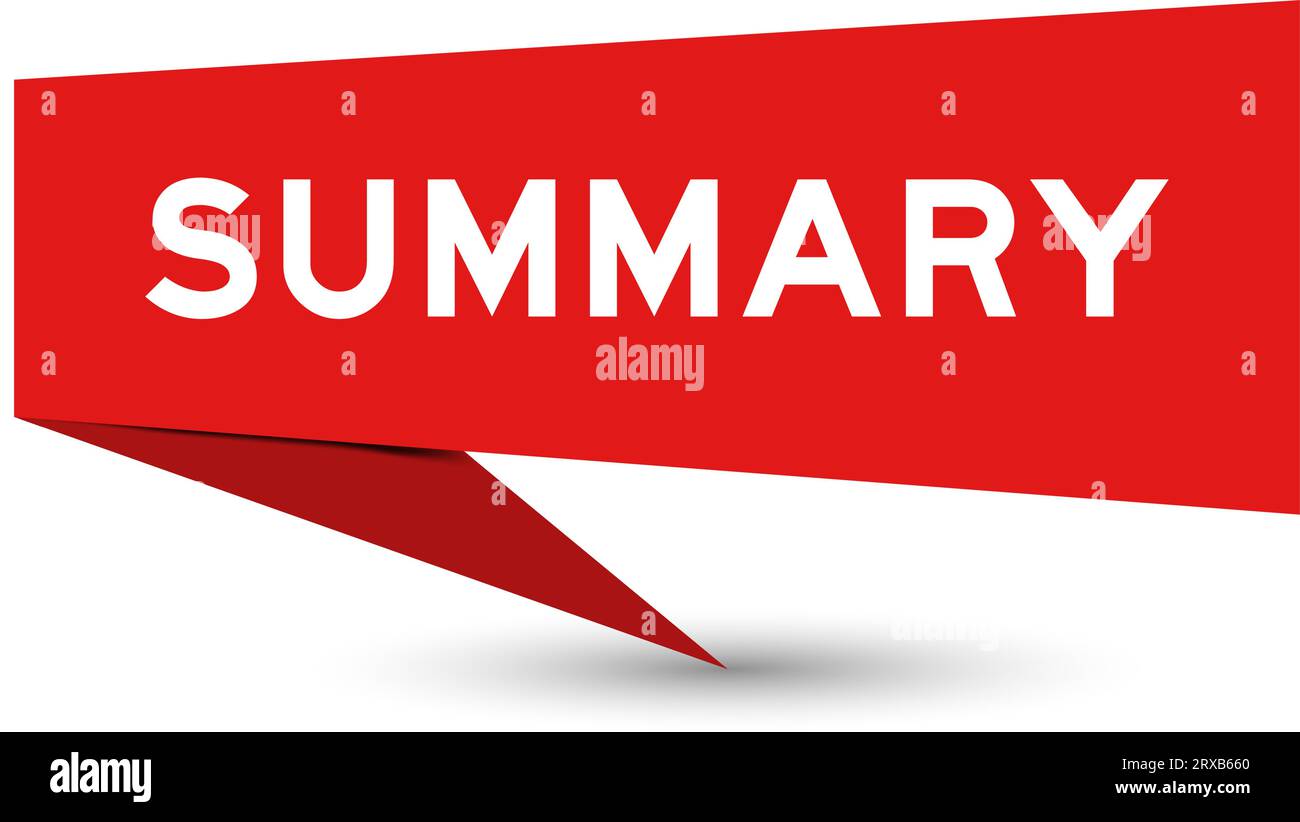 Red color speech banner with word summary on white background Stock ...