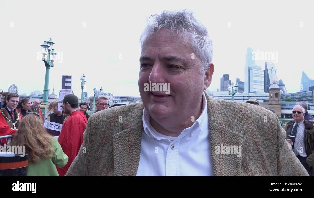 Richard Corrigan after he drove sheep over Southwark Bridge, London, in ...