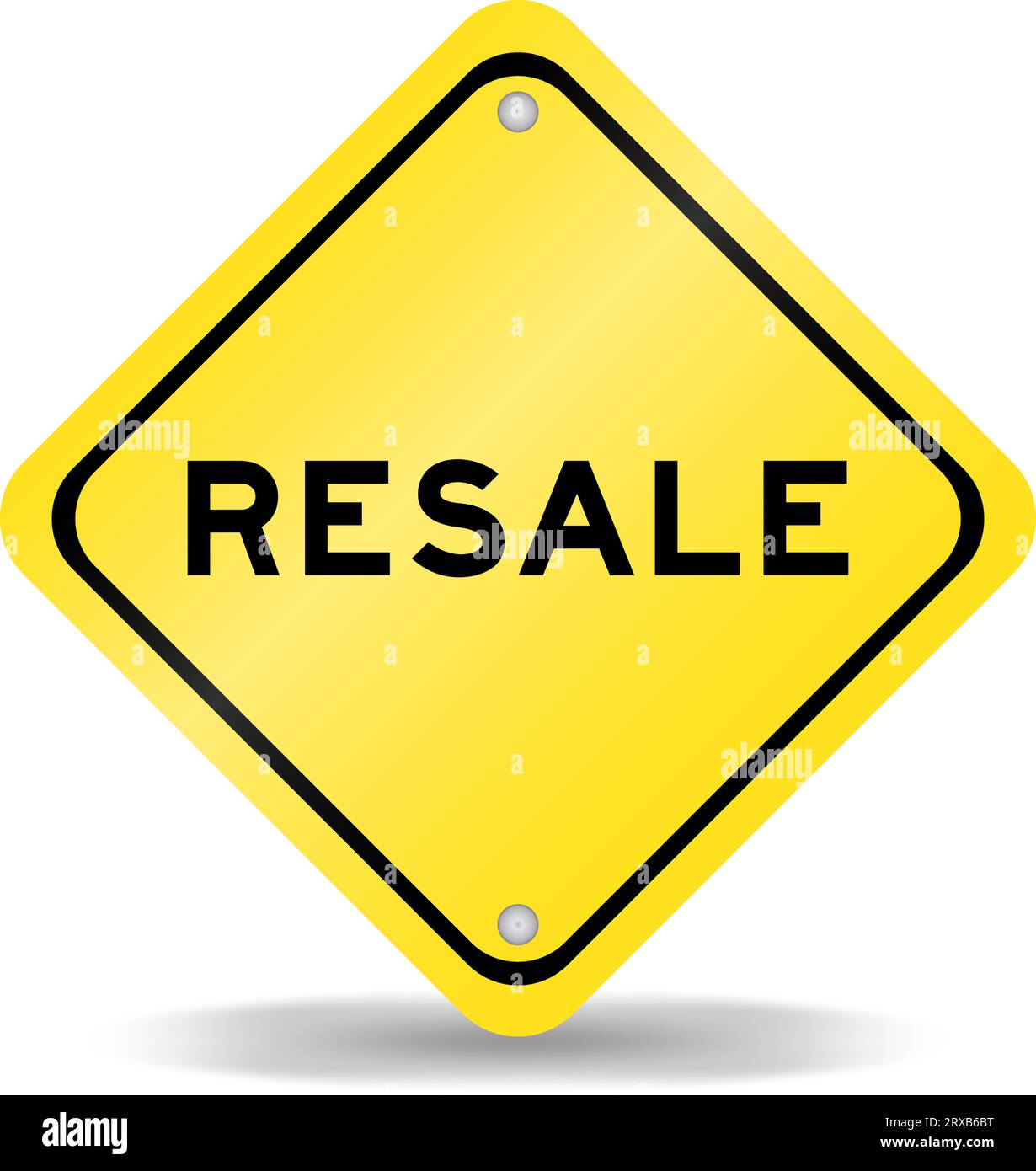 Yellow color transportation sign with word resale on white background ...