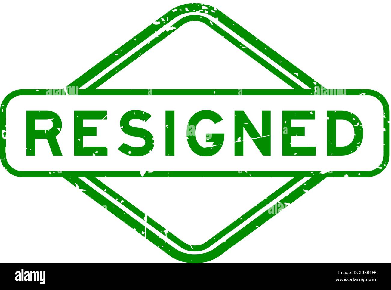 Grunge green resigned word rubber seal stamp on white background Stock ...