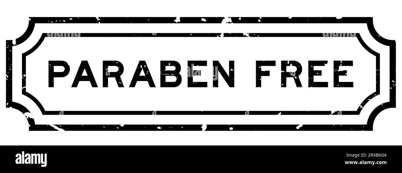 Grunge black paraben free word square rubber stamp on white background ...