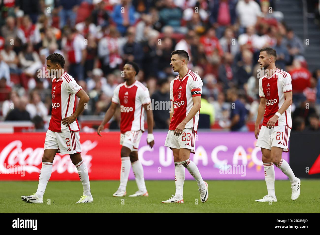 AMSTERDAM - (l-r) Devyne Rensch of Ajax, Silvano Vos of Ajax, Steven ...