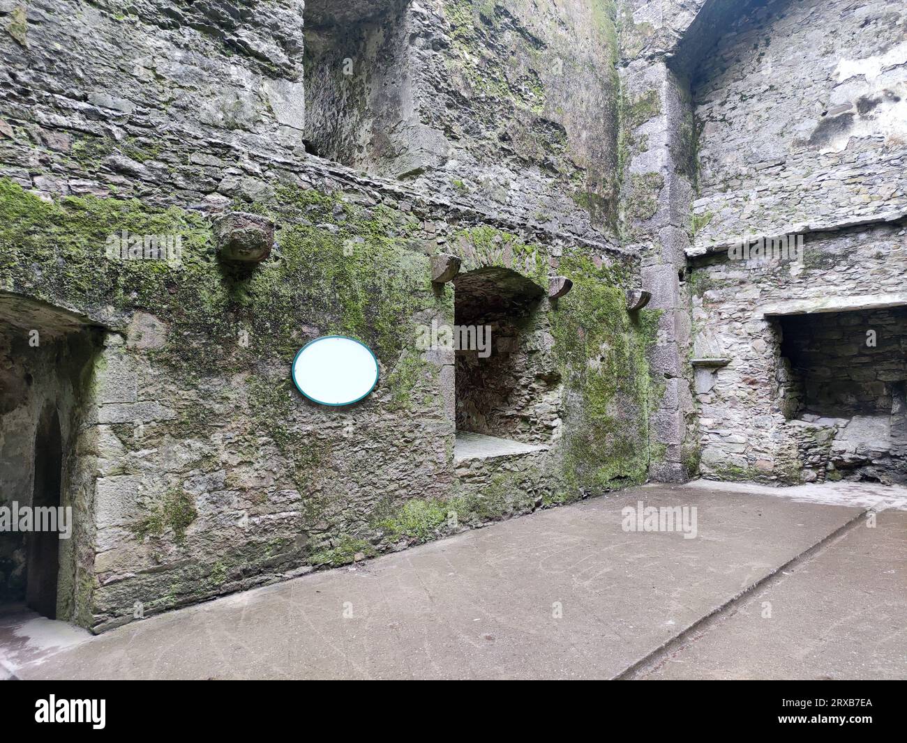Walls and windows of Blarney castle in Ireland, old ancient celtic ...