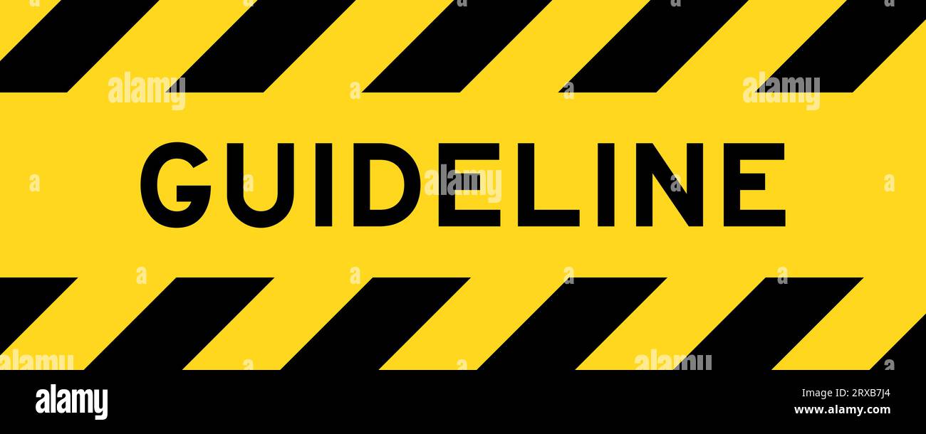 Yellow and black color with line striped label banner with word ...