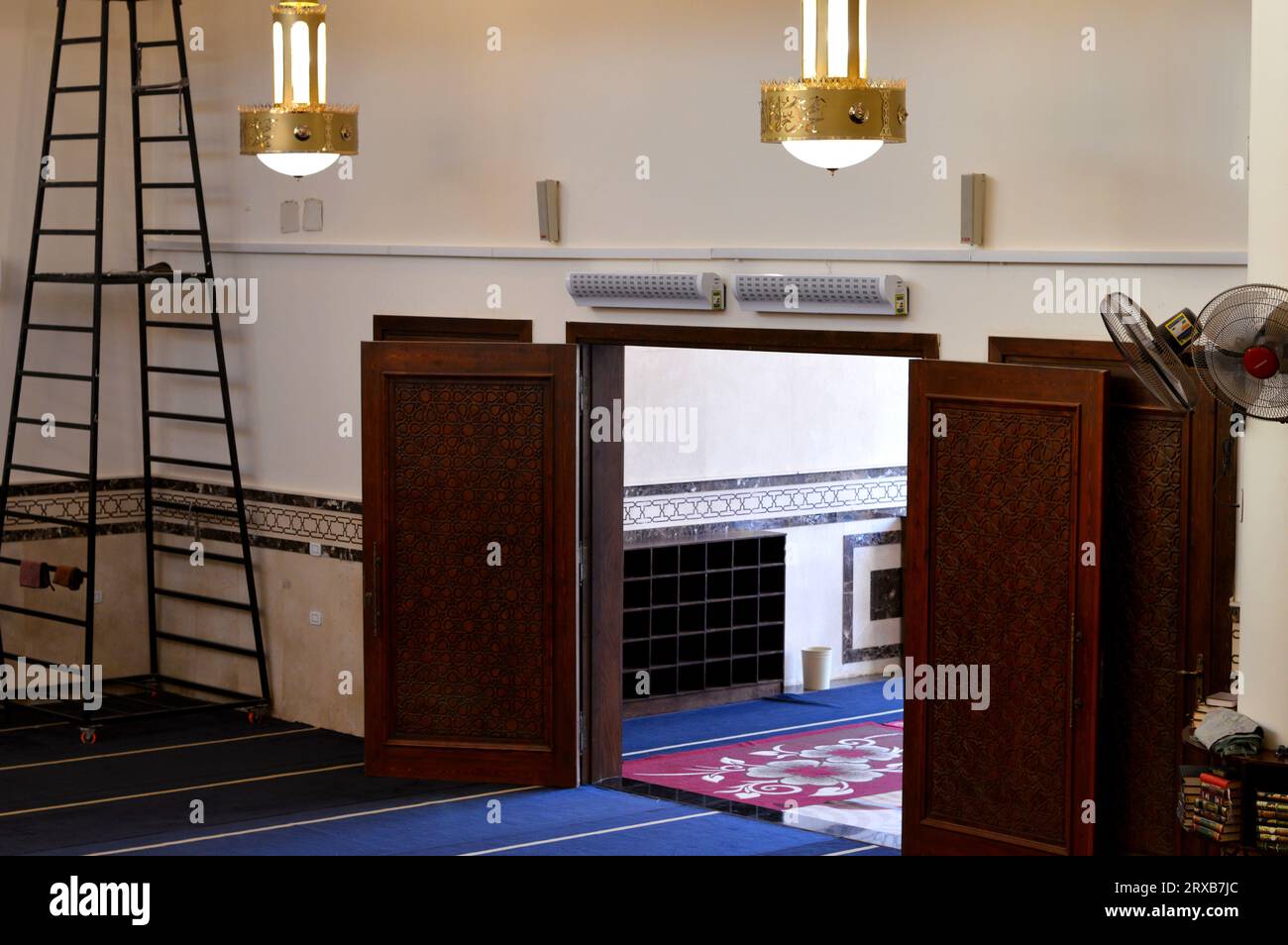 Cairo, Egypt, September 17 2023: The interior of a grand large mosque ...