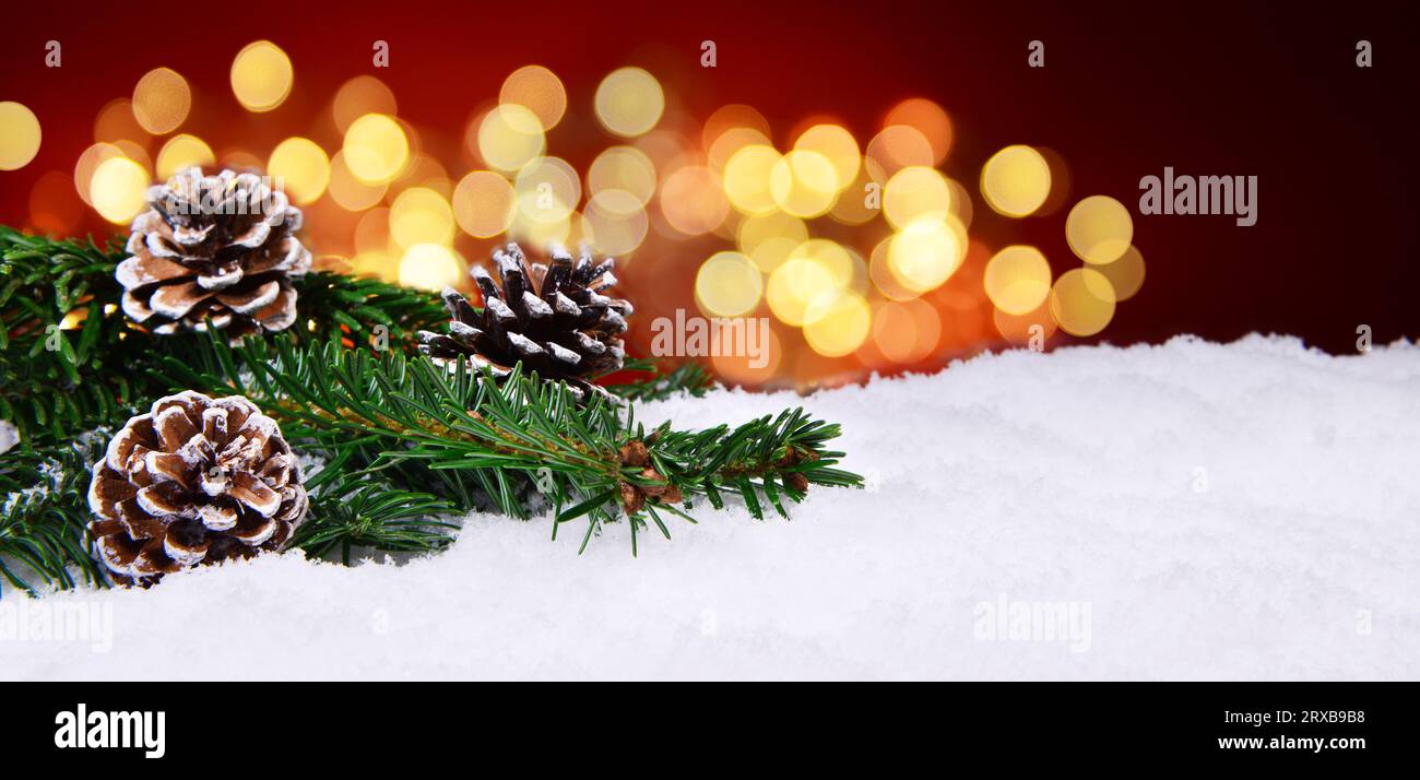 Christmas Panorama on Snow Stock Photo - Alamy
