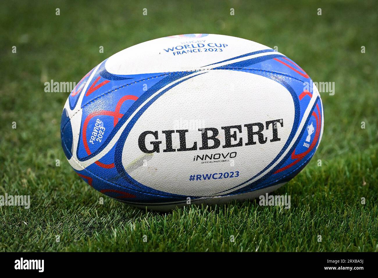 Illustration of the Gilbert match ball during the World Cup 2023, Pool ...
