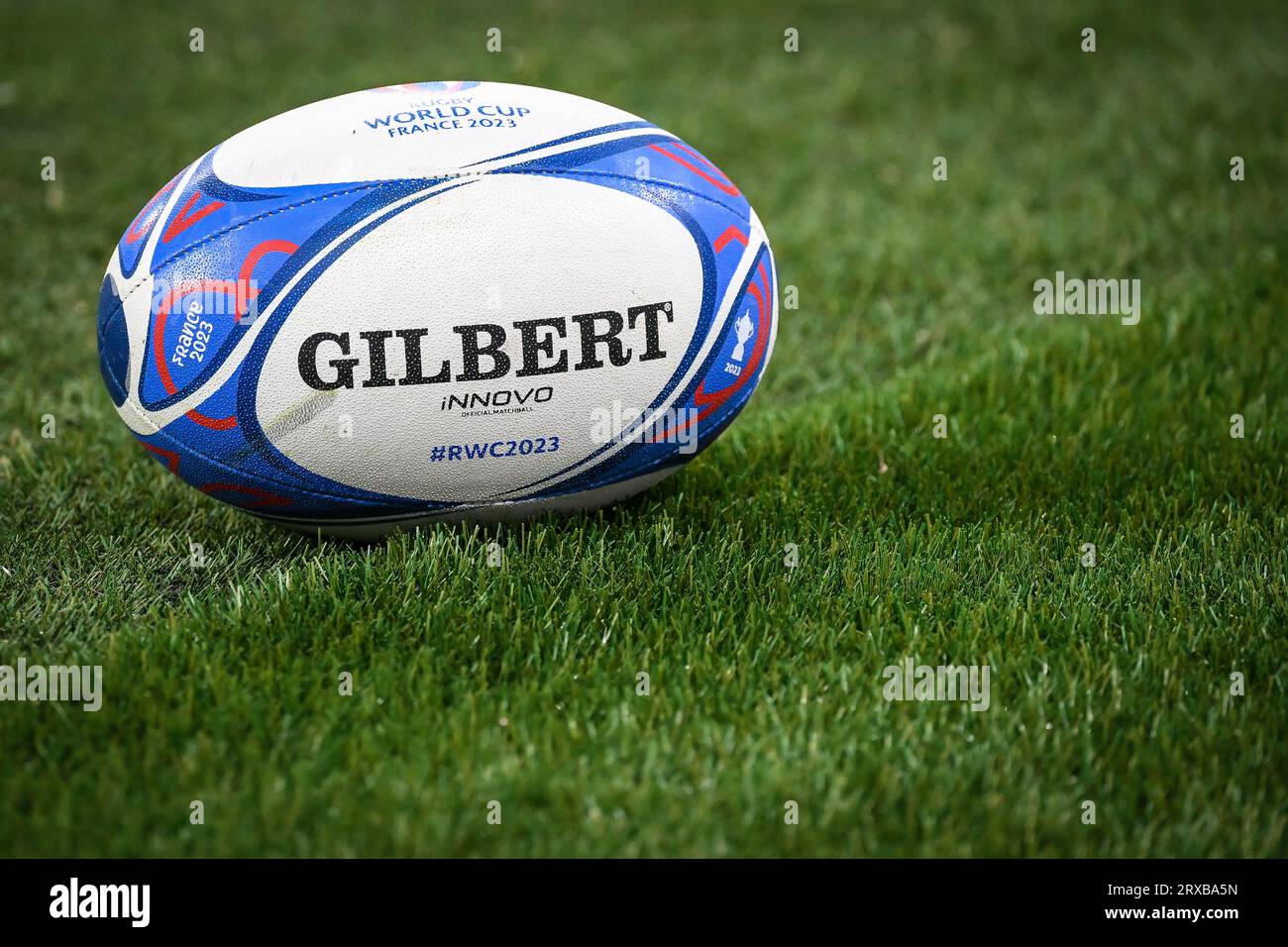 Illustration of the Gilbert match ball during the World Cup 2023, Pool ...