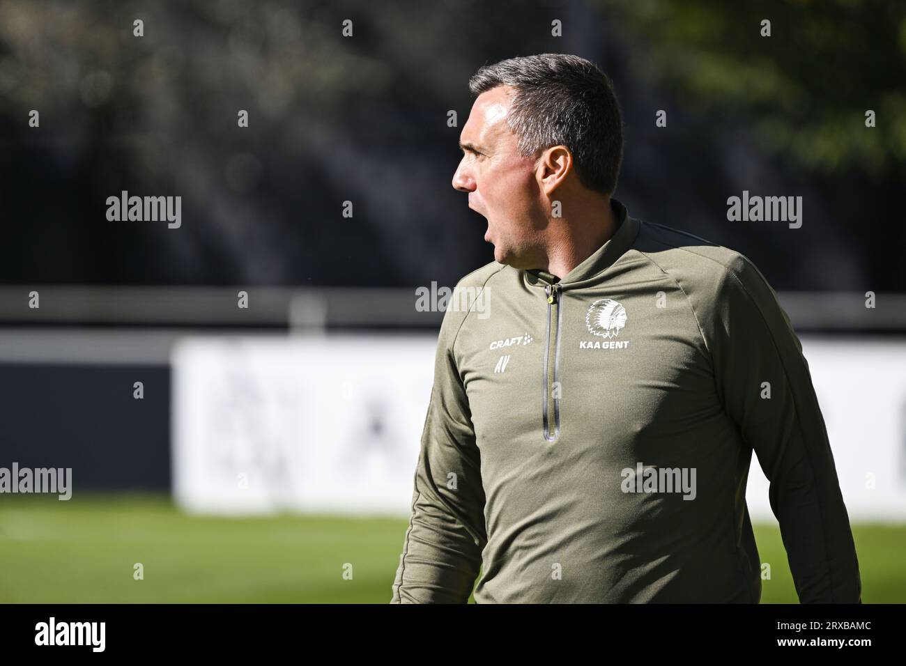 Gent, Belgium. 24th Sep, 2023. Jong KAA Gent's head coach Arnar ...