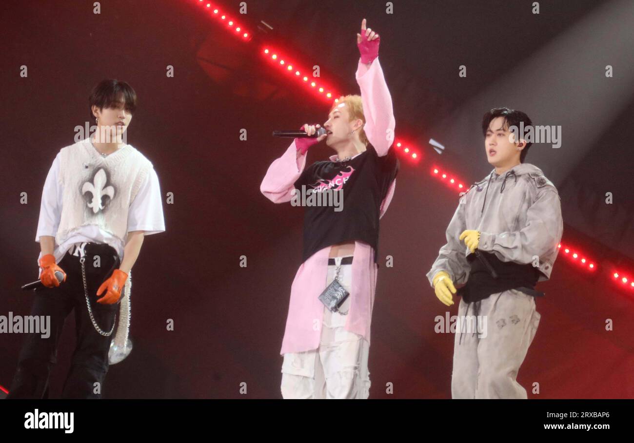 September 23, 2023, New York, New York, USA: (L-R), HAN (J.ONE), BANG ...