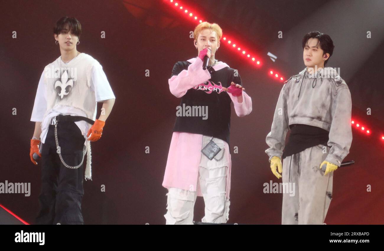 September 23, 2023, New York, New York, USA: (L-R), HAN (J.ONE), BANG ...