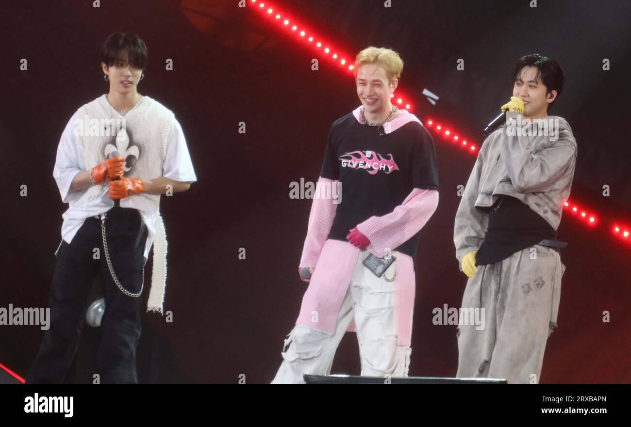 September 23, 2023, New York, New York, USA: (L-R), HAN (J.ONE), BANG ...