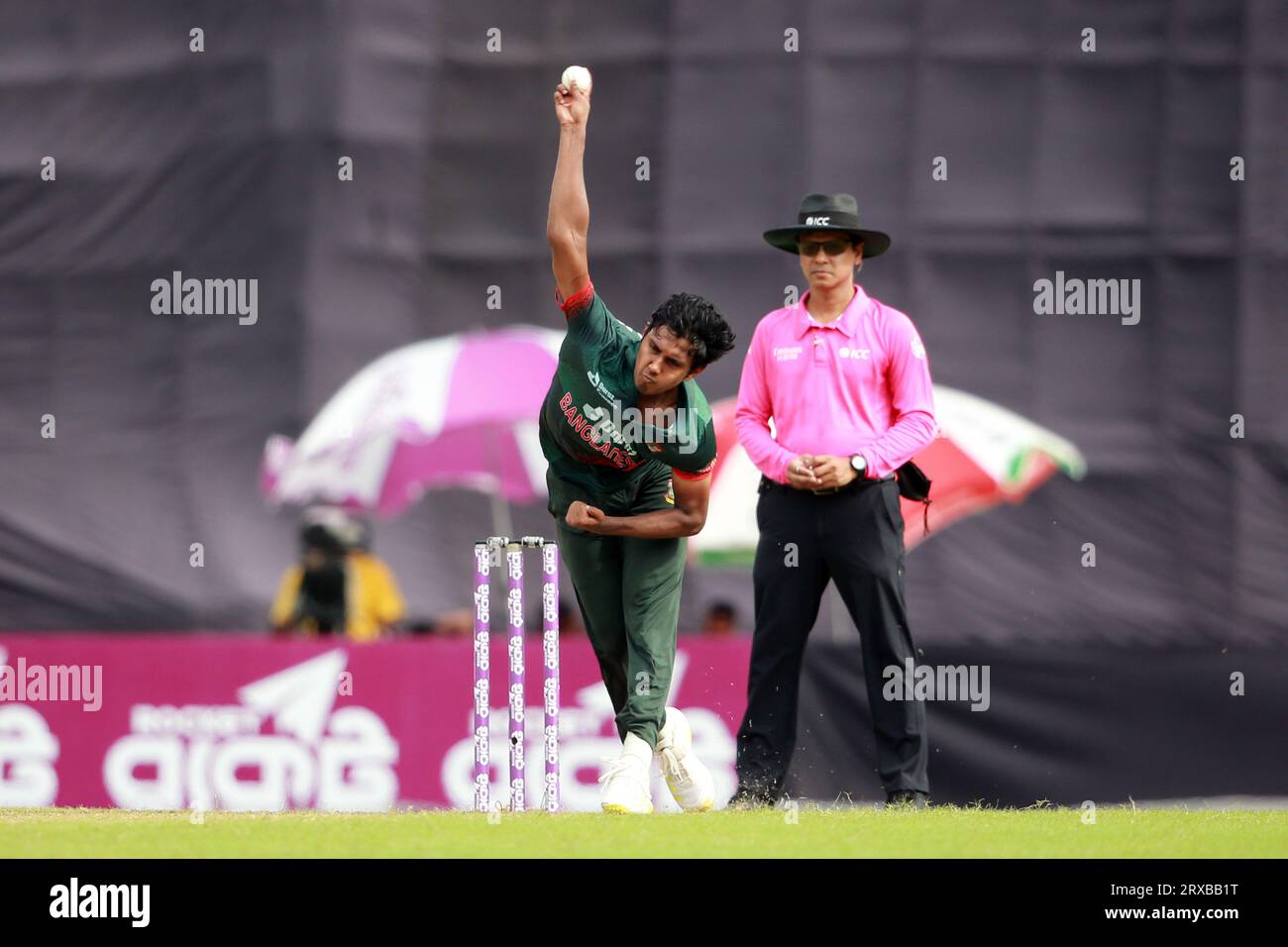 Bangladesh pace bowler SHasan Mahmud during the Bangladesh and New ...