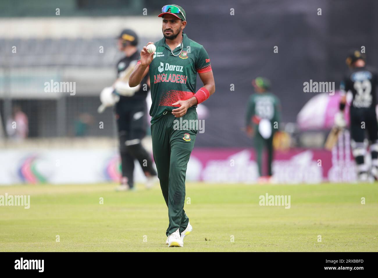 Bangladeshi debutant pace bowler Syed Khaled Ahmed during the ...