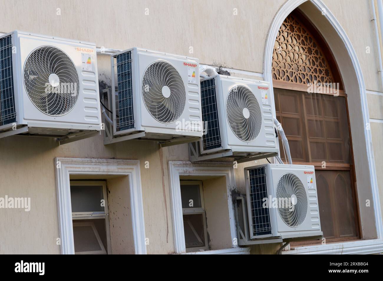 Cairo, Egypt, September 17 2023: Sharp air conditioner compressor for ...