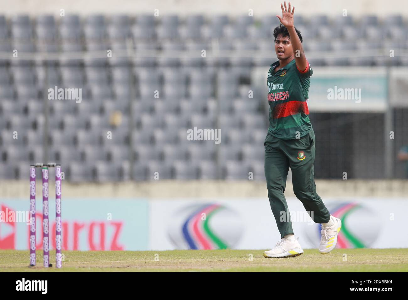 Bangladeshi pace bowler Hasan Mahmud during the Bangladesh and New ...