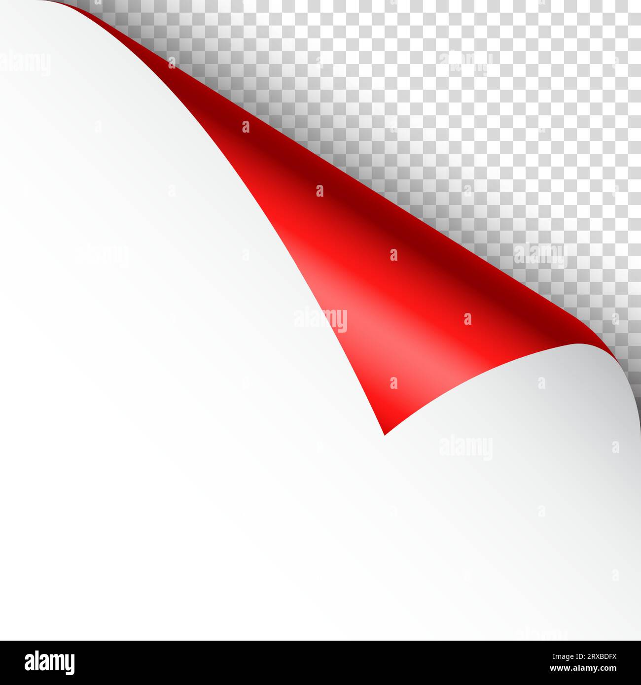 Red paper curl. Curled page corner with shadow. Blank sheet of paper ...