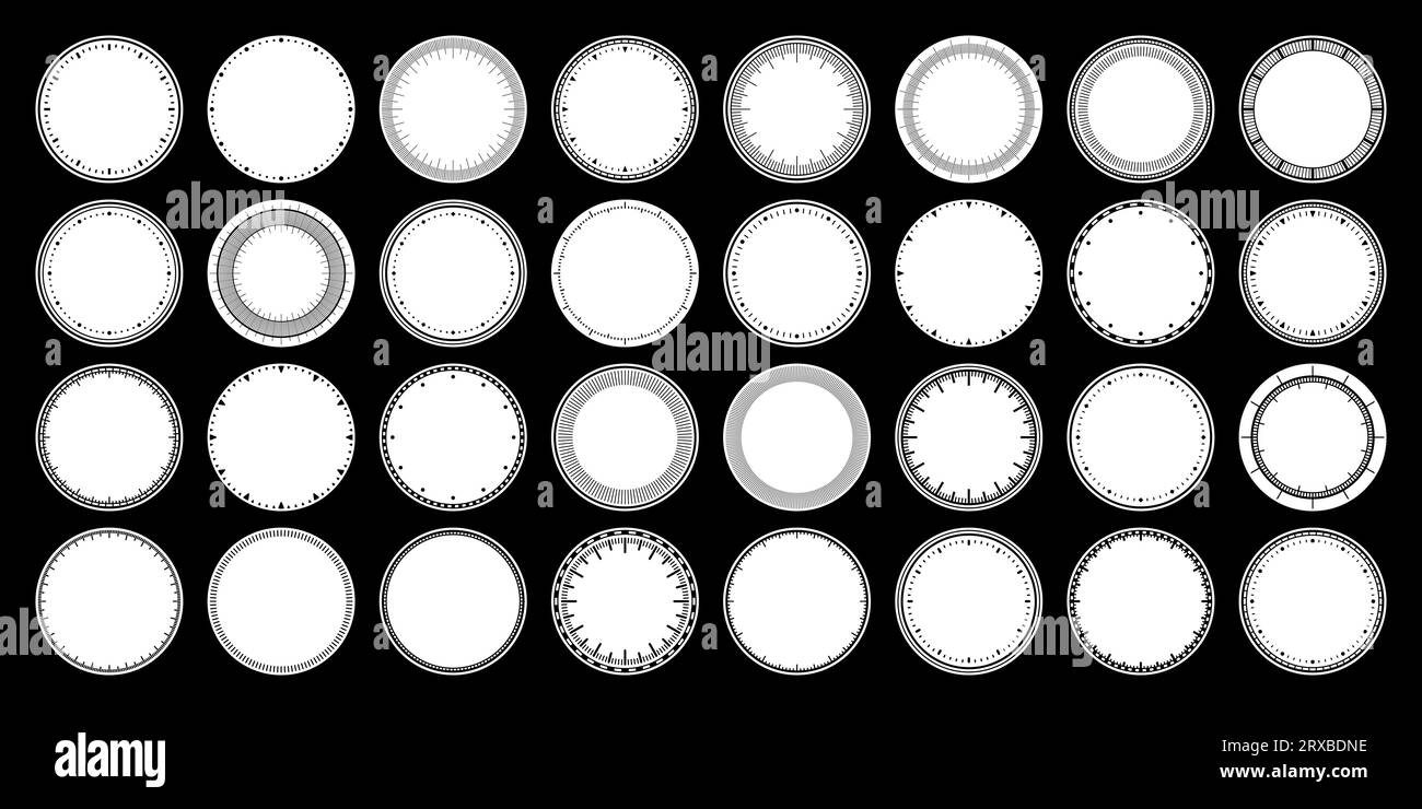 Mechanical clock faces, bezel. Watch dial with minute and hour marks ...