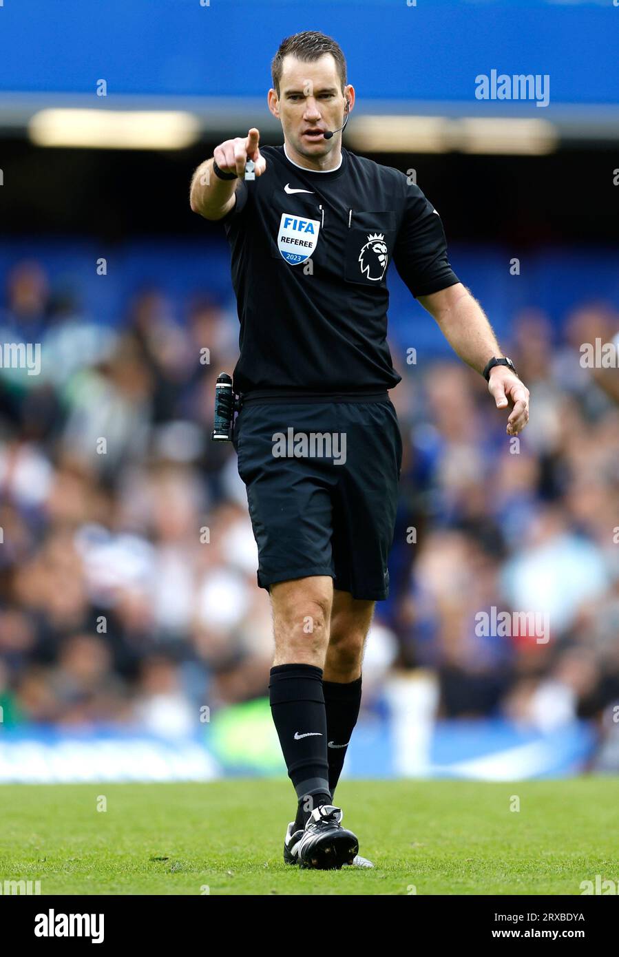 Referee Jarred Gillett during the Premier League match at Stamford ...
