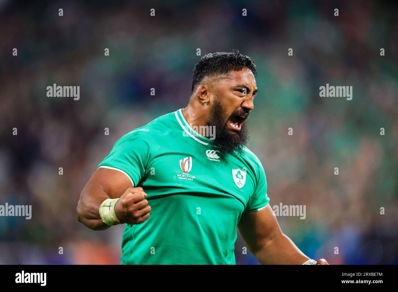 London, France. 23rd Sep, 2023. Bundee Aki #12 of Ireland during the ...