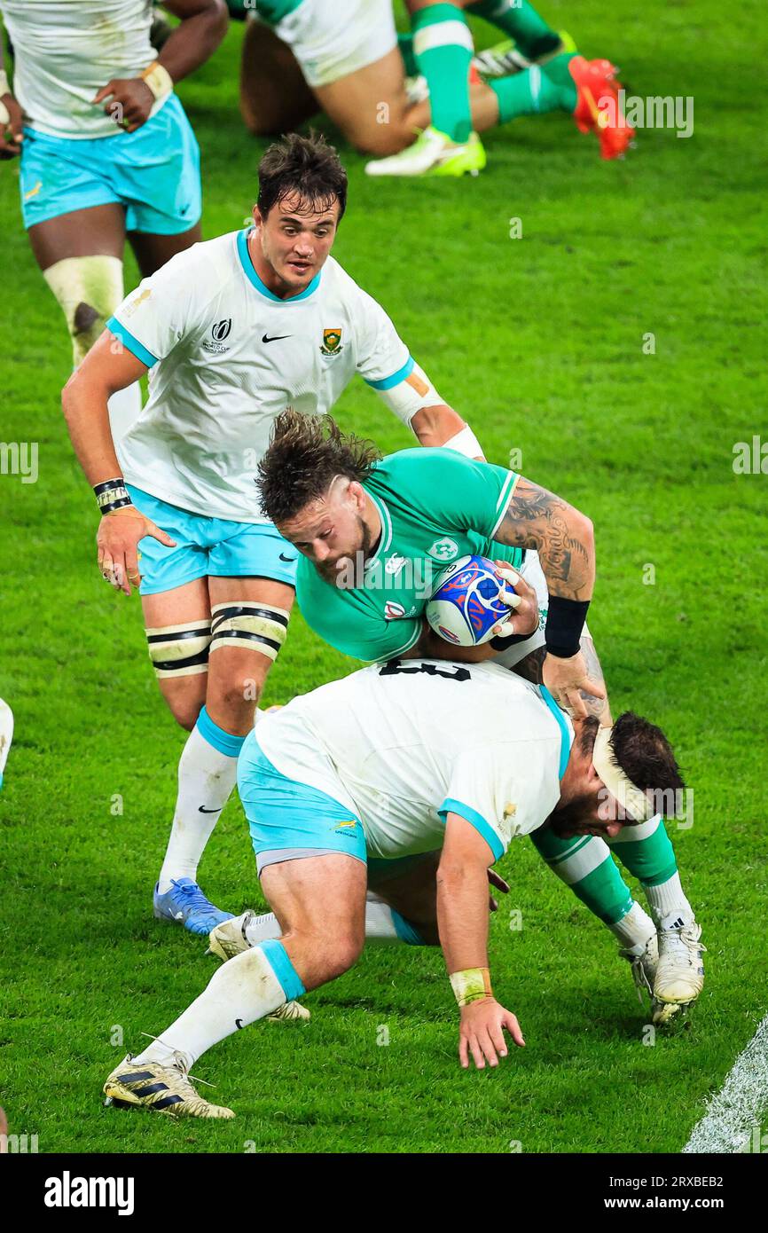 Andrew Porter #1 of Ireland and Frans Malherbe #3 of South Africa ...