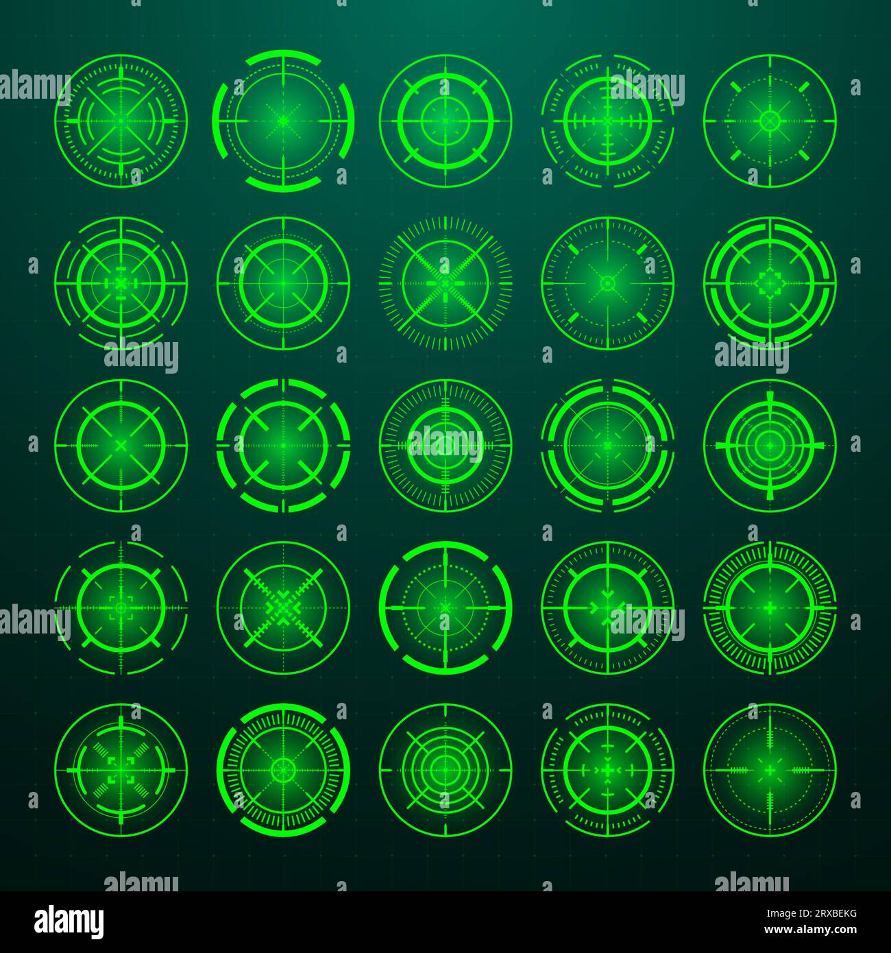 Crosshair, gun sight vector icons. Bullseye, black target or aim symbol ...