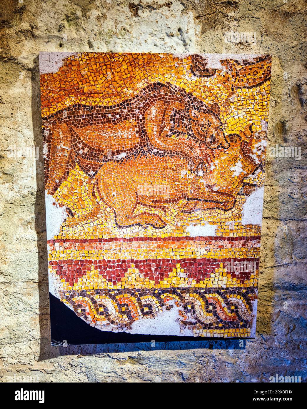 Ancient mosaic Inside the monastery complex of Andromonastirio in ...