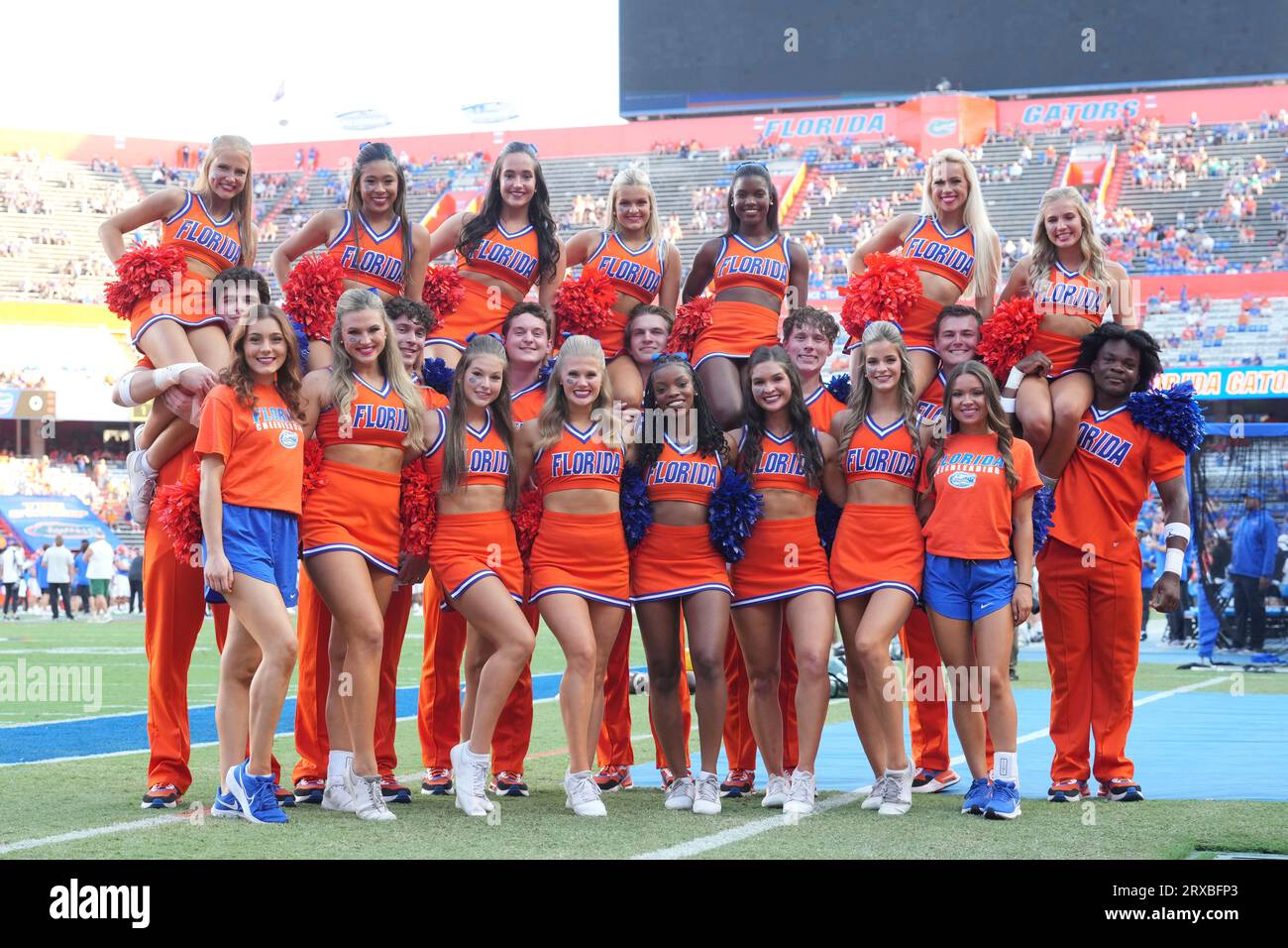 GAINESVILLE, FL - SEPTEMBER 23: the Florida Gators cheerleaders pose ...