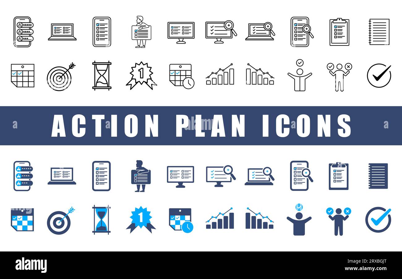 Action plan icon set Stock Vector Image & Art - Alamy