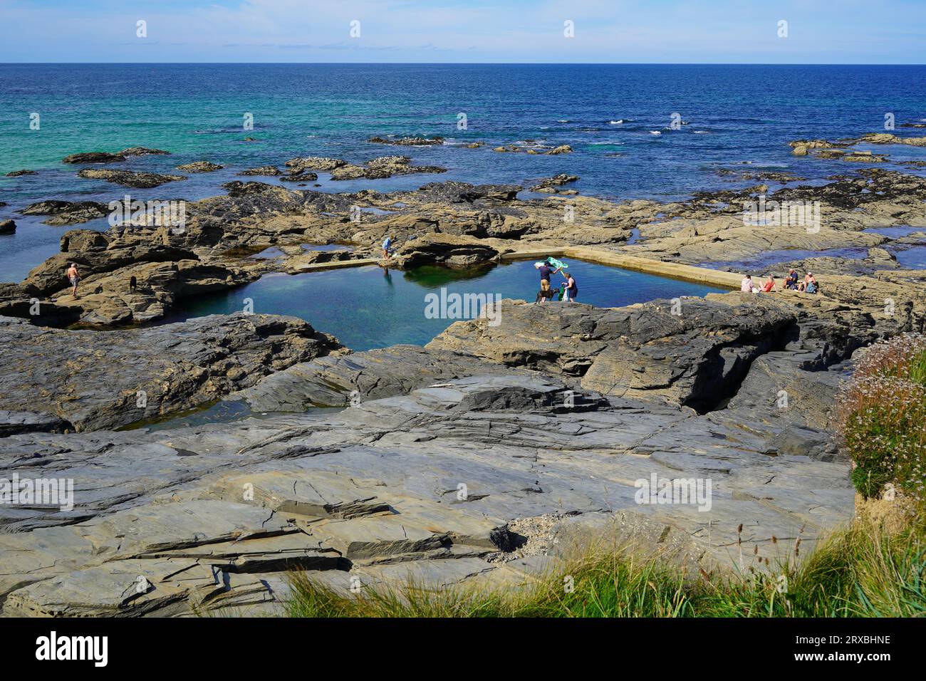 Harlyn, UK - 13 September 2023: Trevone natural sea pool (Lido), off ...