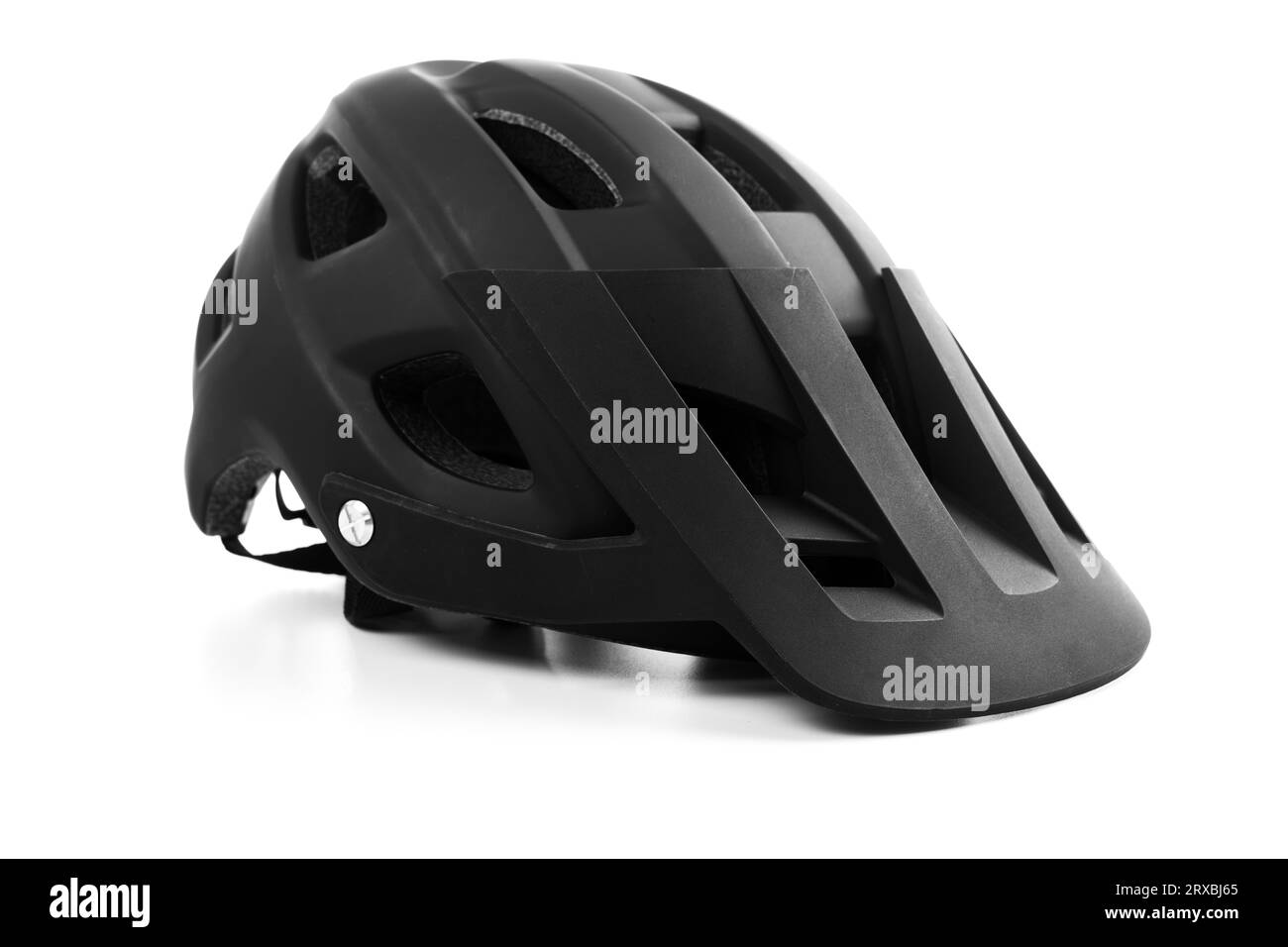 Black Bicycle helmet on white background Stock Photo - Alamy