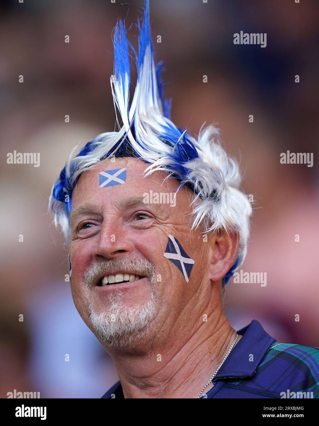 A Scotland fan with face paint ahead of the Rugby World Cup 2023, Pool ...