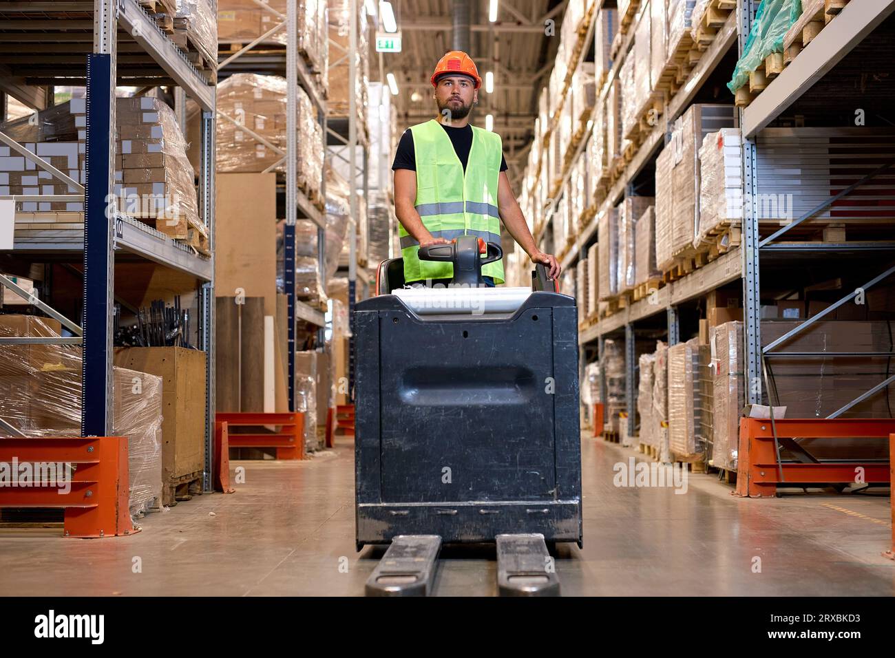Forklift driver in warehouse. freight transport, Warehouse industrial ...
