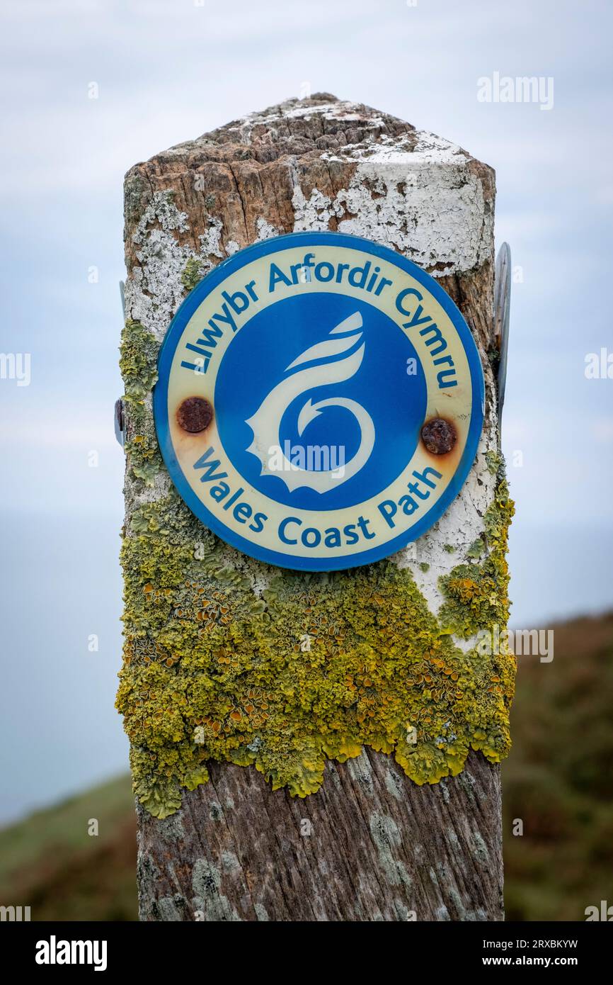 The Wales Coast Path sign, Gwynedd Stock Photo - Alamy