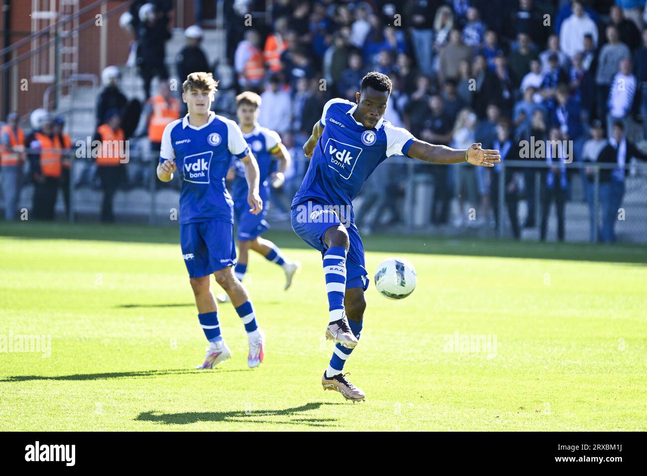 Gent, Belgium. 24th Sep, 2023. Jong KAA Gent's Mohamed Soumah pictured ...