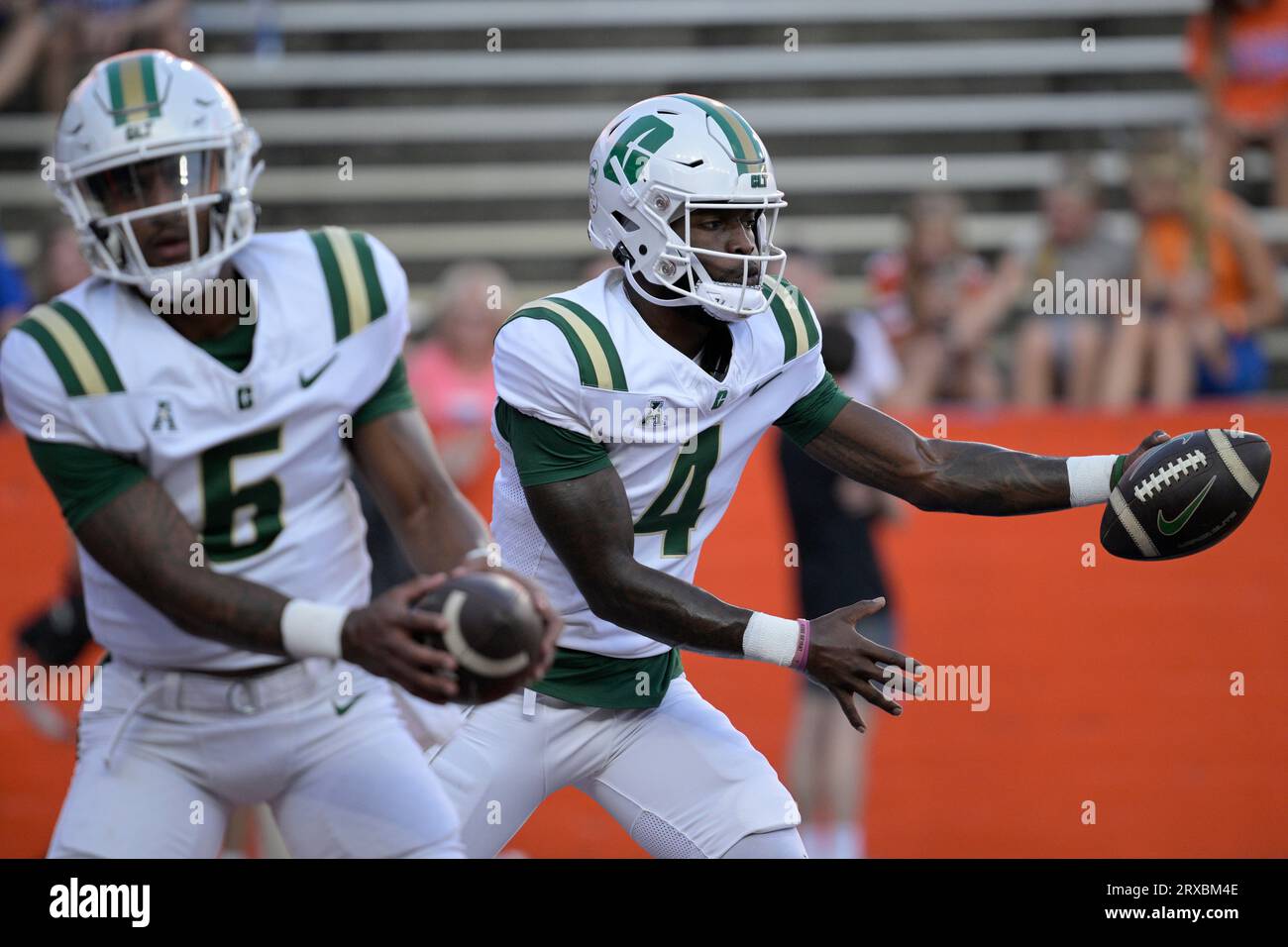 Charlotte quarterback Jalon Jones (4) and quarterback Dom Shoffner (6 ...
