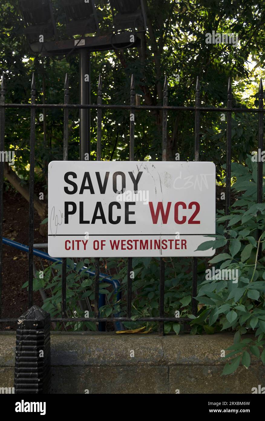 street name sign for savoy place, london, england Stock Photo - Alamy