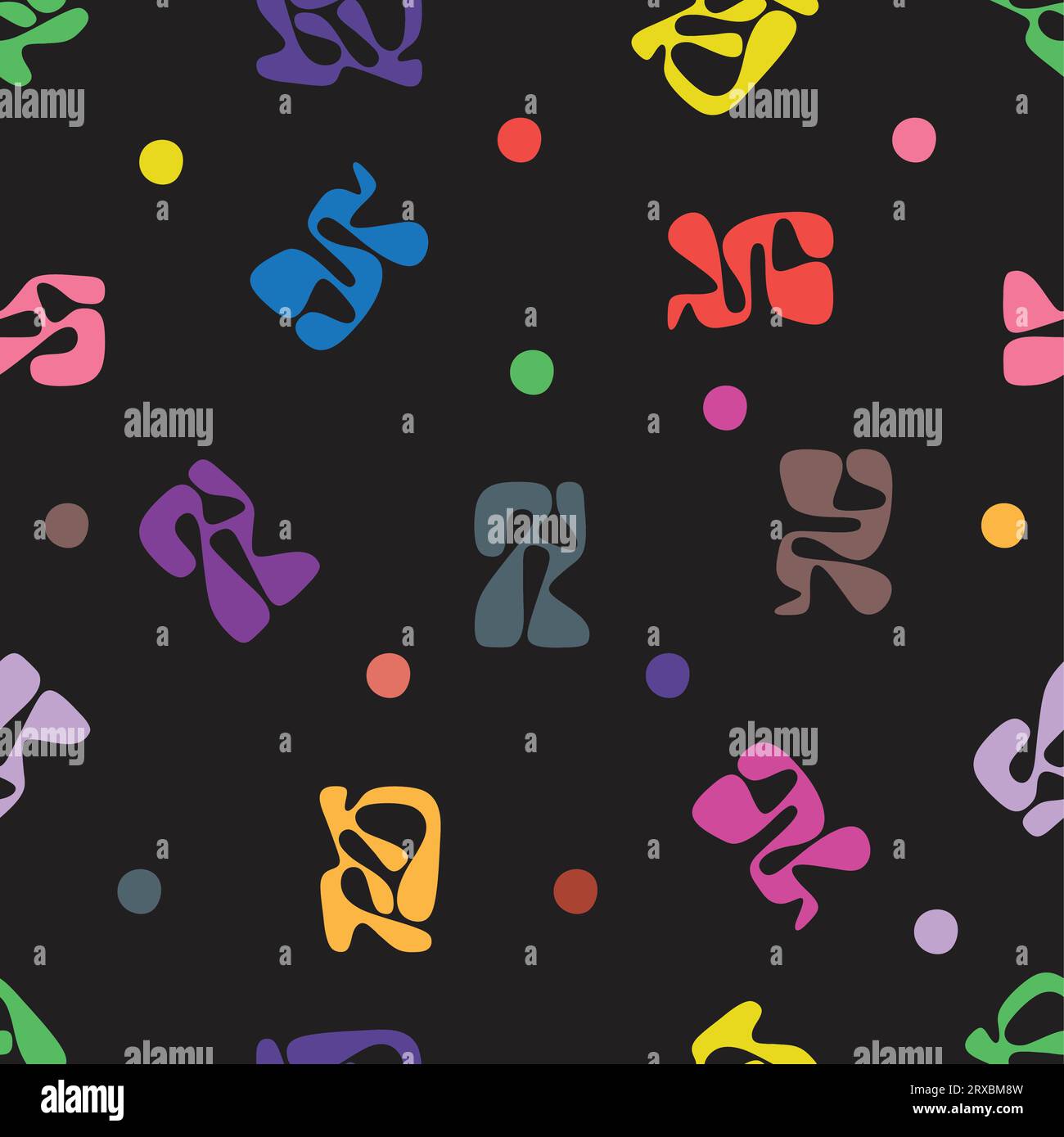 abstract objects doodle dots colorful seamless curves pattern vector ...