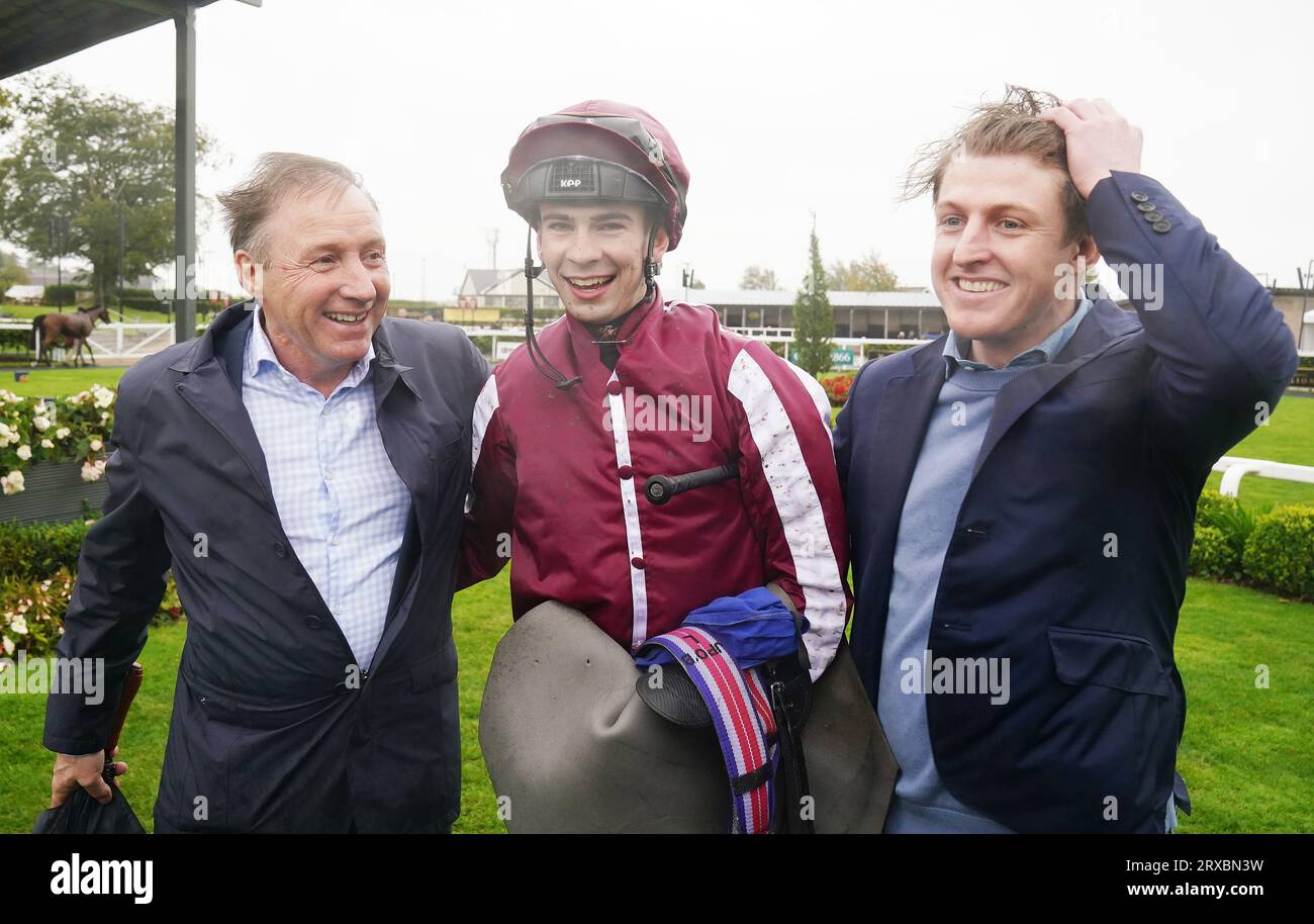 Winning jockey Hugh Horgan with winning owner Ray Grehan (left) and his ...