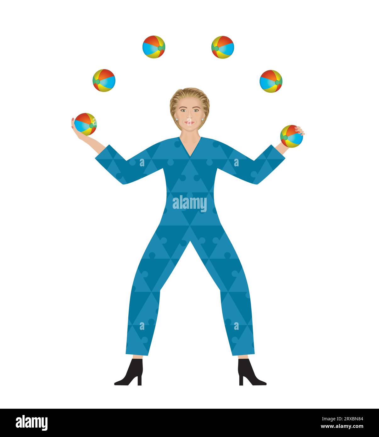 Woman juggling with balls. Multitasking, coordinate. Isolated. Vector illustration Stock Vector ...