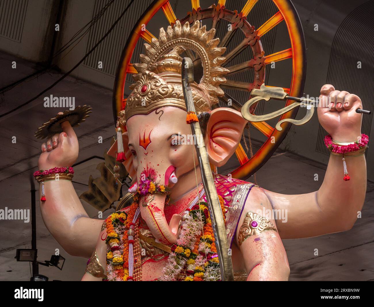 Big statues of Lord Ganesha during Ganesh Visarjan which marks the end ...
