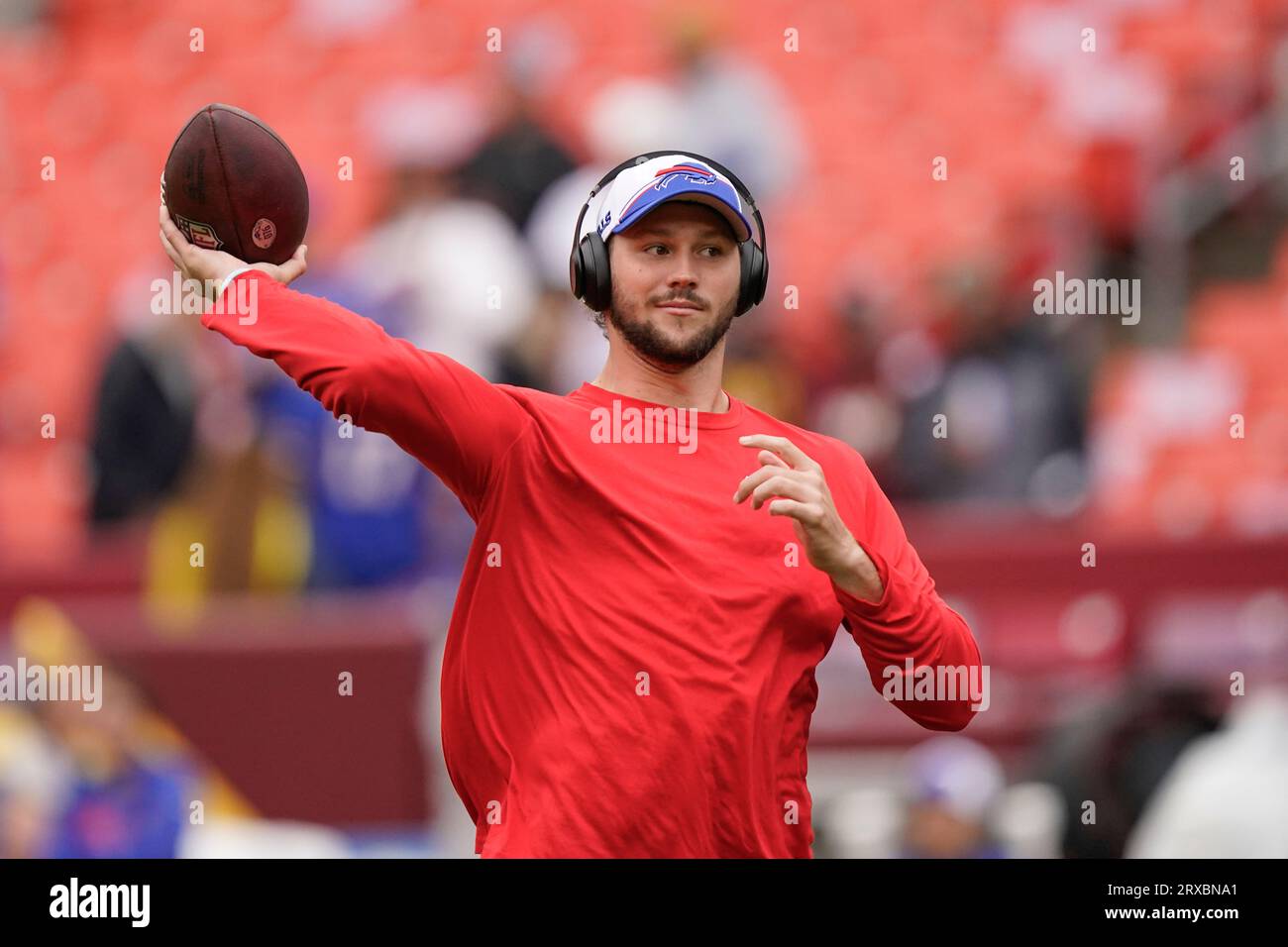 Buffalo Bills quarterback Josh Allen throwing the football before the ...