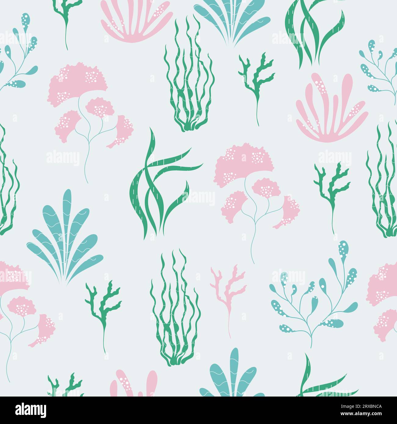 Seamless elegant pattern with hand drawn seaweeds. Vector design on ...