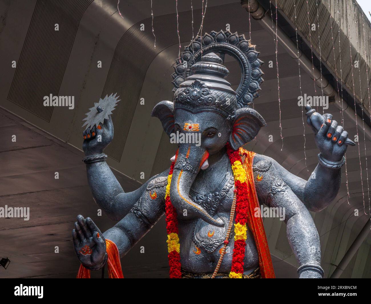 Big statues of Lord Ganesha during Ganesh Visarjan which marks the end ...