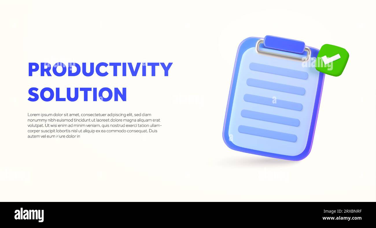 3d task management and productivity solution banner with clipboard and ... 3d task management and productivity solution banner with clipboard and ...