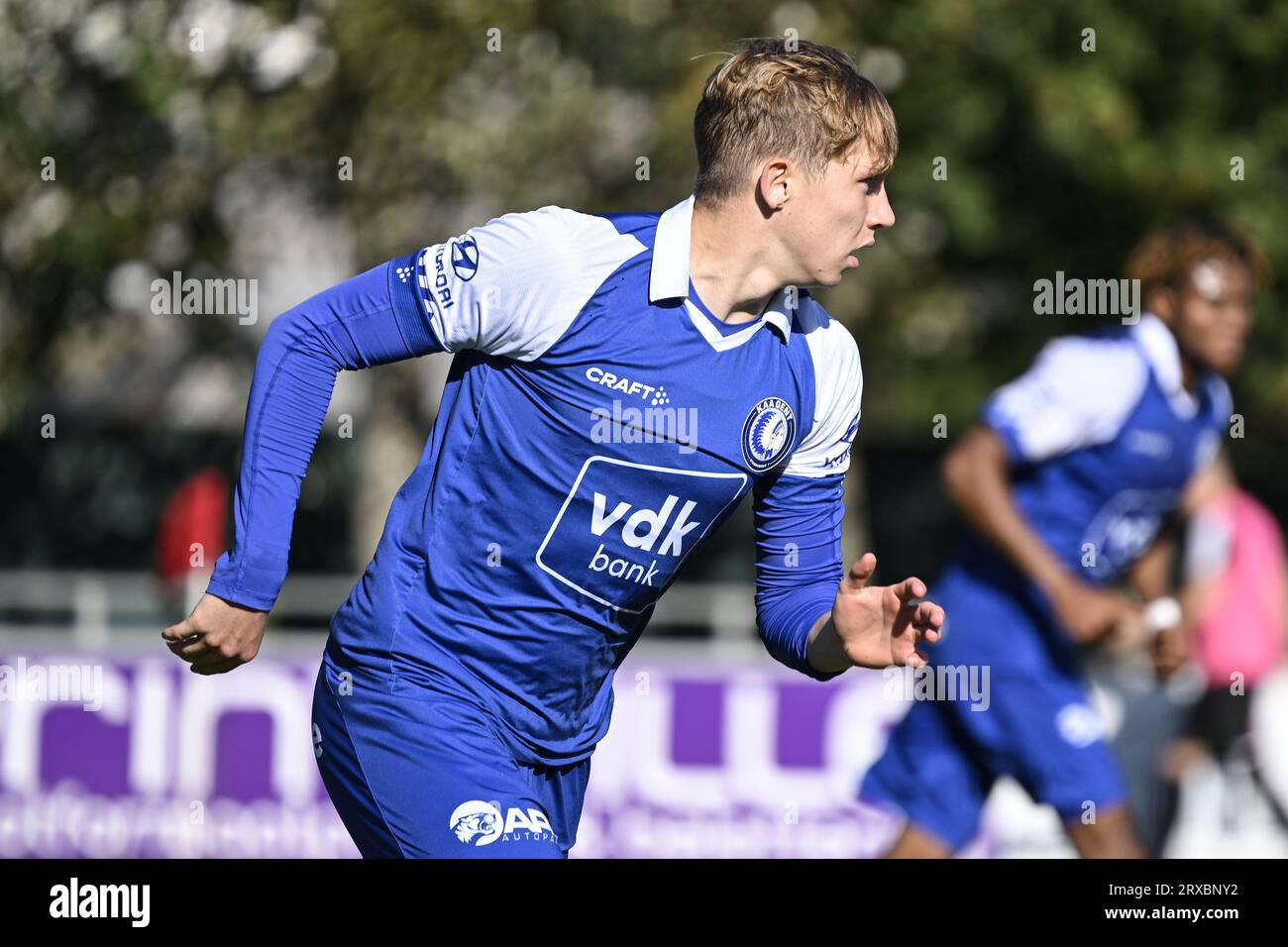 Gent, Belgium. 24th Sep, 2023. Jong KAA Gent's Ramol Sillamaa pictured ...