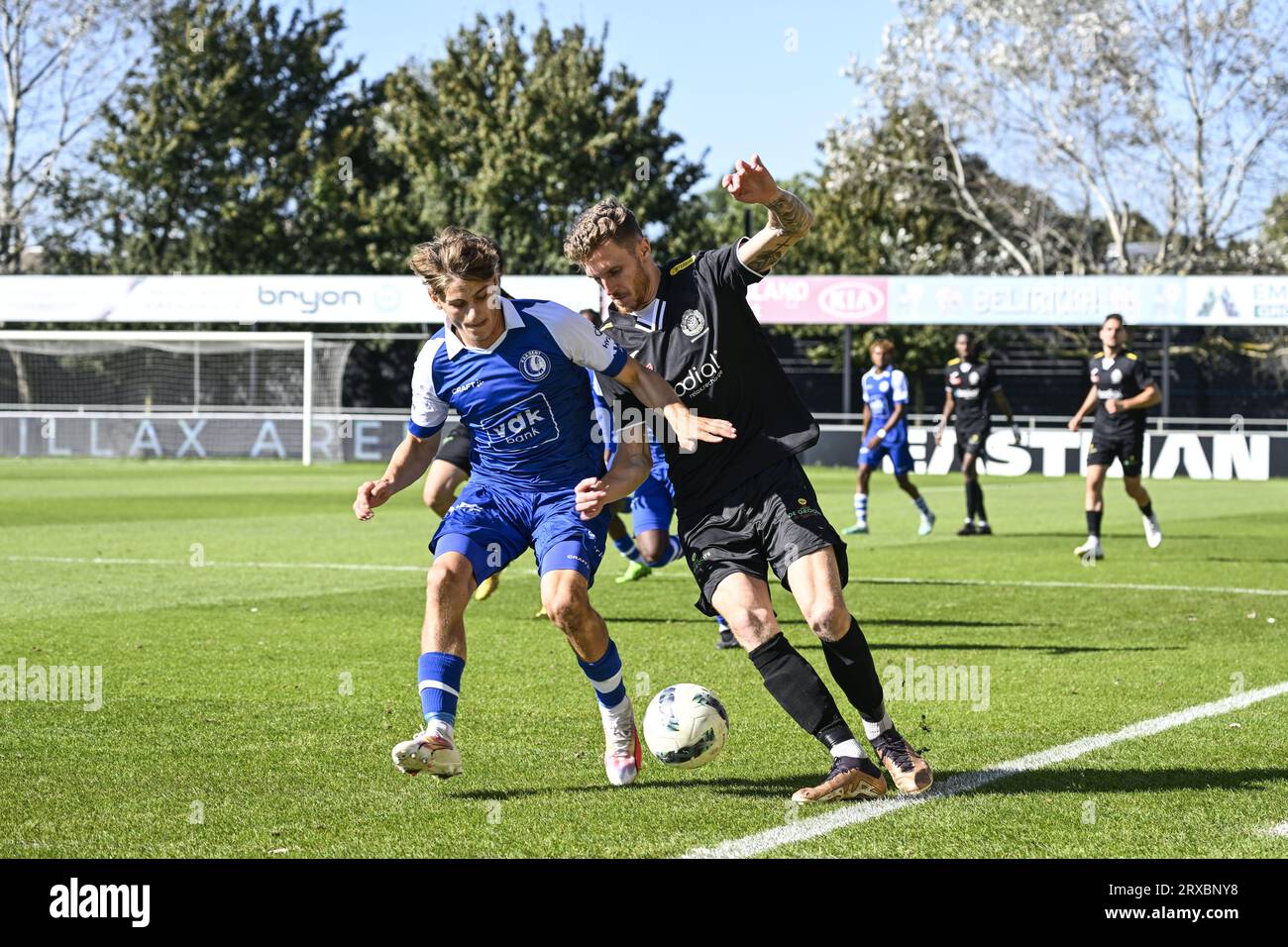 Gent, Belgium. 24th Sep, 2023. Jong KAA Gent's Robbie Van Hauter and ...