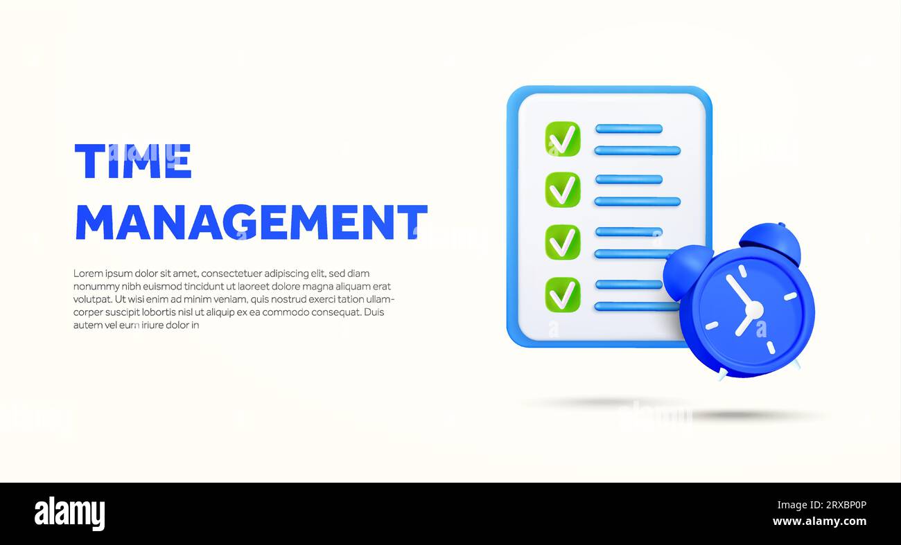 Task management, business operation solution banner template with clock ...